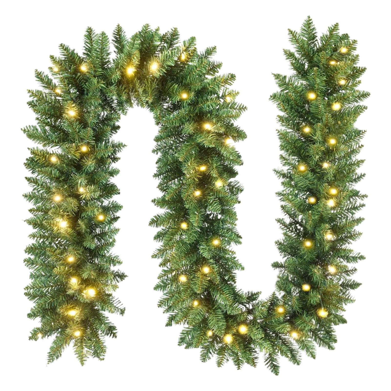 9Ft Pre-Lit Artificial Christmas Garland, Battery Operated Garland with ...
