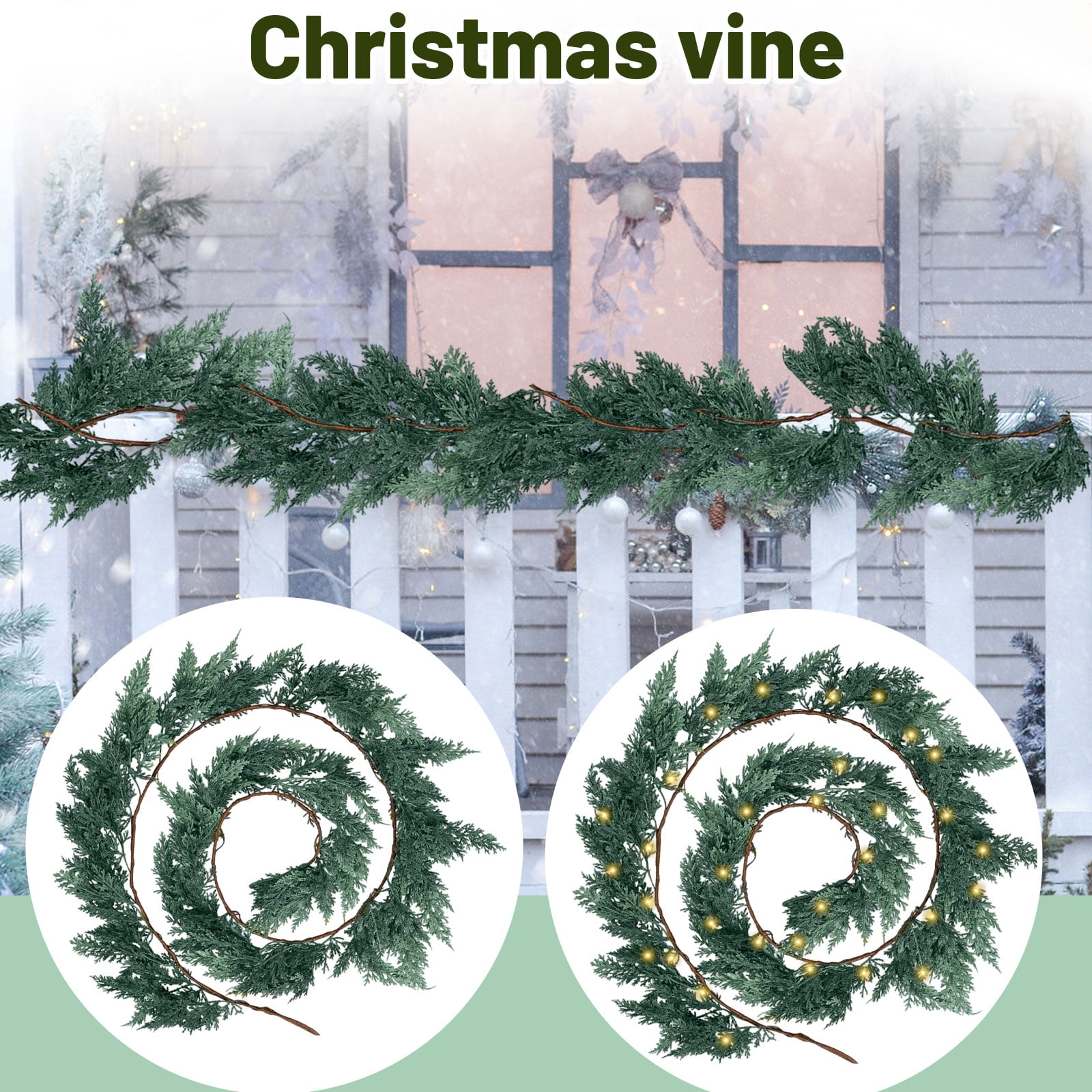 9Ft Real Touch Artificial Rattan Christmas Garland Soft Feel Green ...