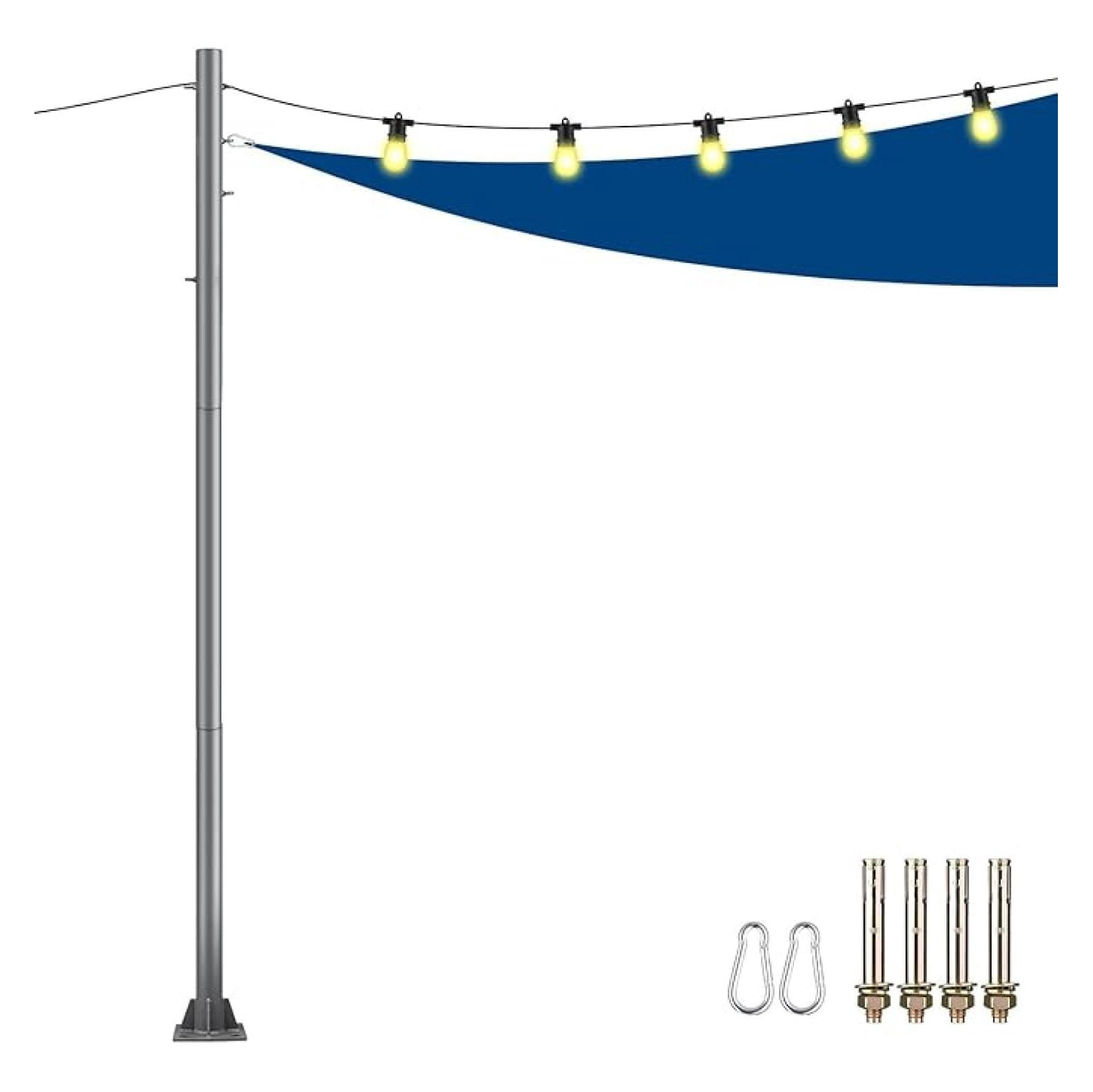 9Ft Shade Sail Pole, 3" Heavy Duty Metal Post Kit - Outdoor Sun Shade ...