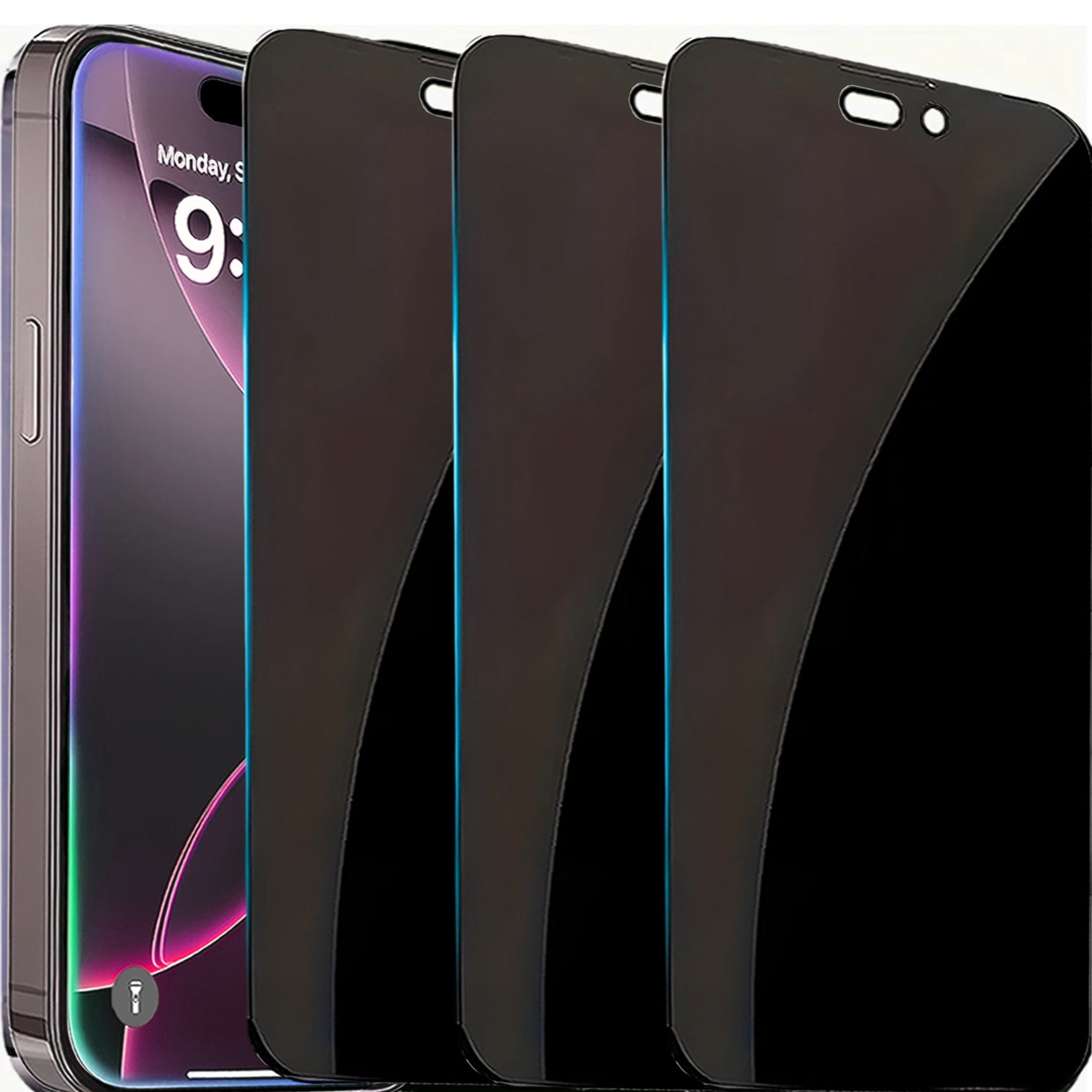 9H Hardness 3-Pack iPhone Refractive Privacy Glass Screen Protector ...