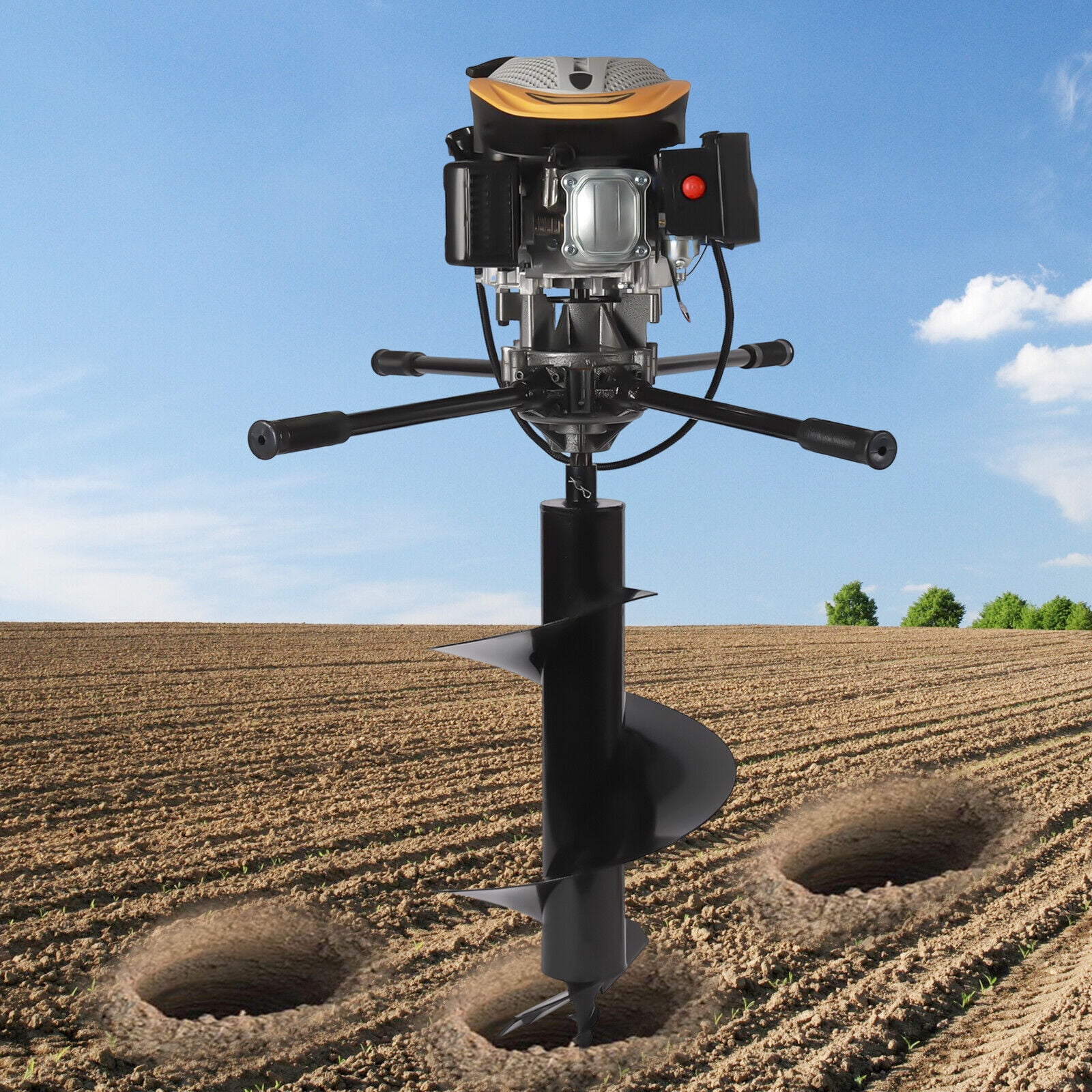 9HP 223cc 4-Stroke Post Hole Digger Earth Auger Borer Fence Ground 16 ...