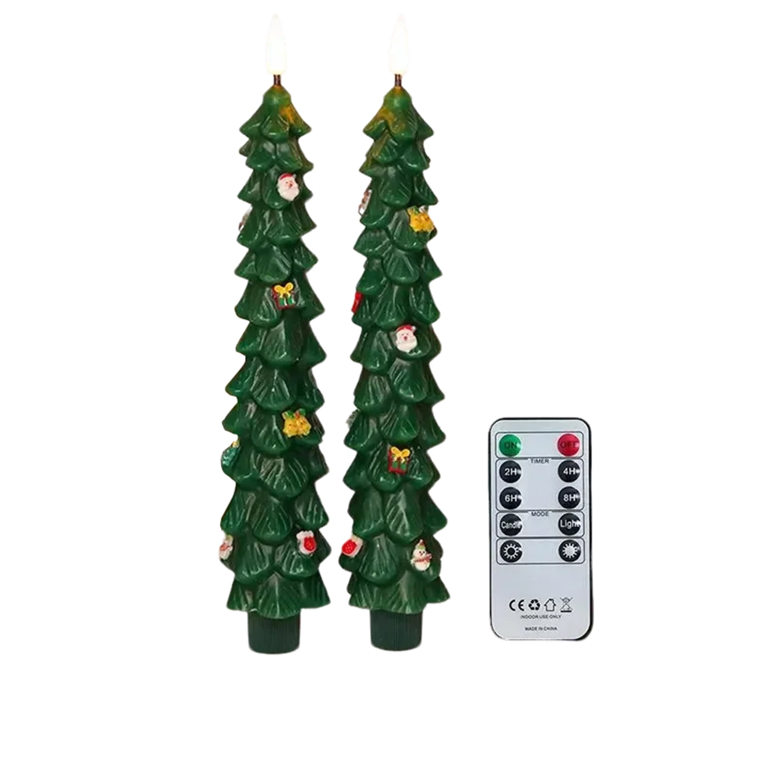 9Inch Real Wax Flameless Christmas Tree Taper Candles with Remote Timer ...