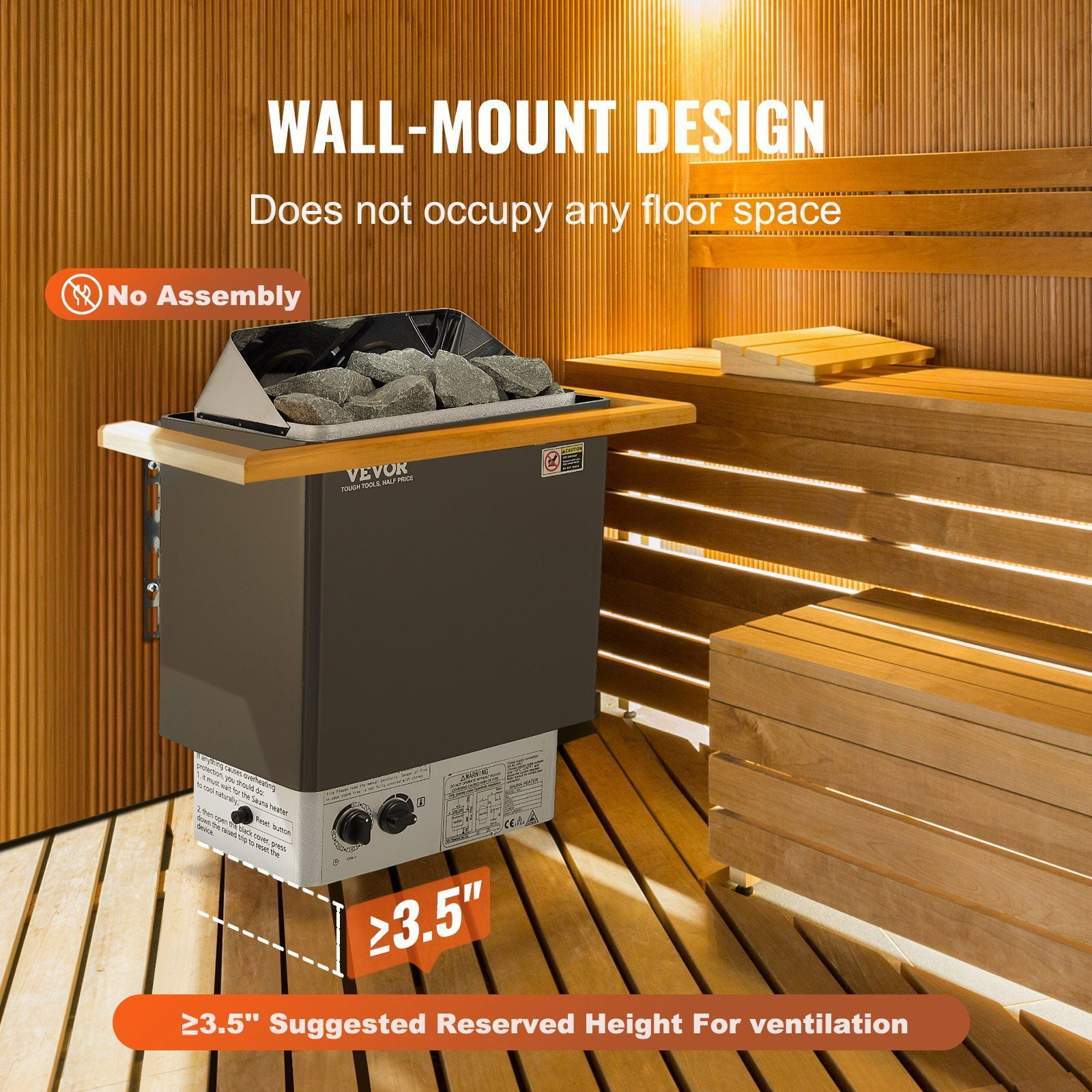 High-Capacity 9KW Sauna Heater Built-In Controls with Adjustable Temp ...