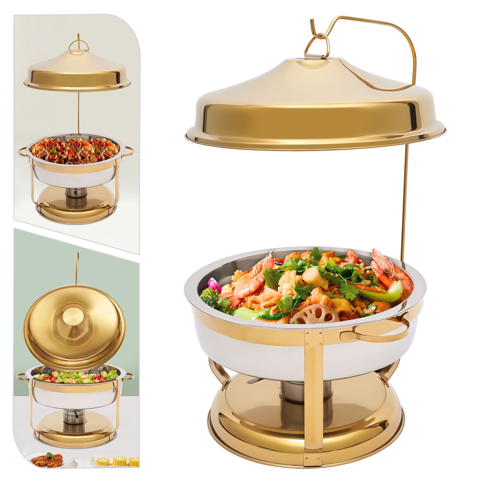 9L/9.5QT Chafing Dish Buffet Set, Stainless Steel Chafer, Round Buffet ...