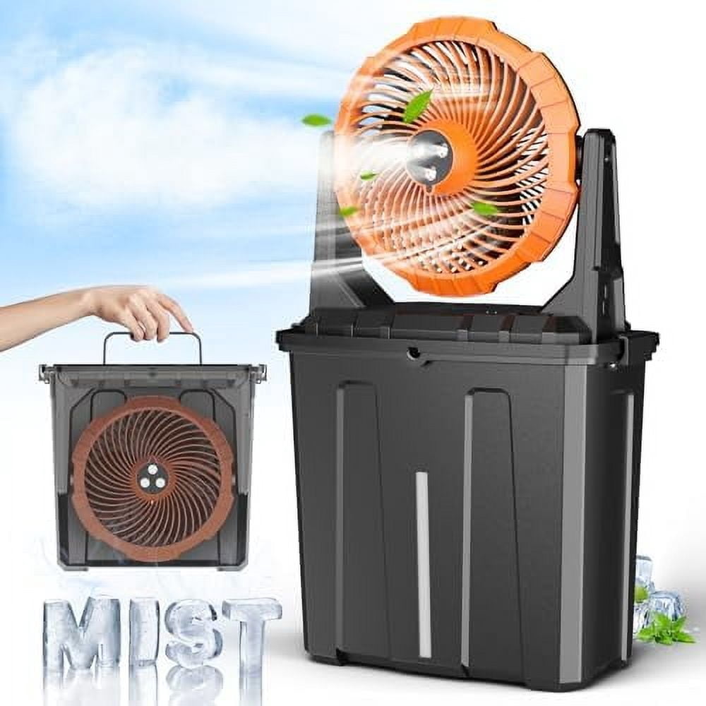 9L Bucket Portable Misting Fan for Outdoors Patios - 10IN, 20000mAh ...