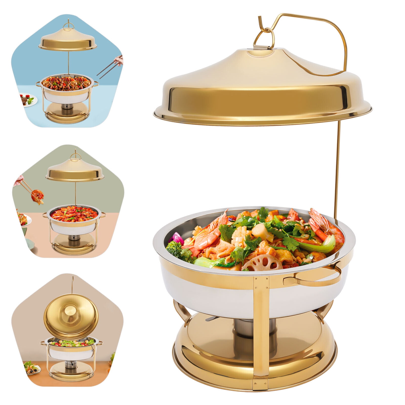 9L Chafing Dish Buffet Set Round Buffet Chafer Servers and Food Warmers ...