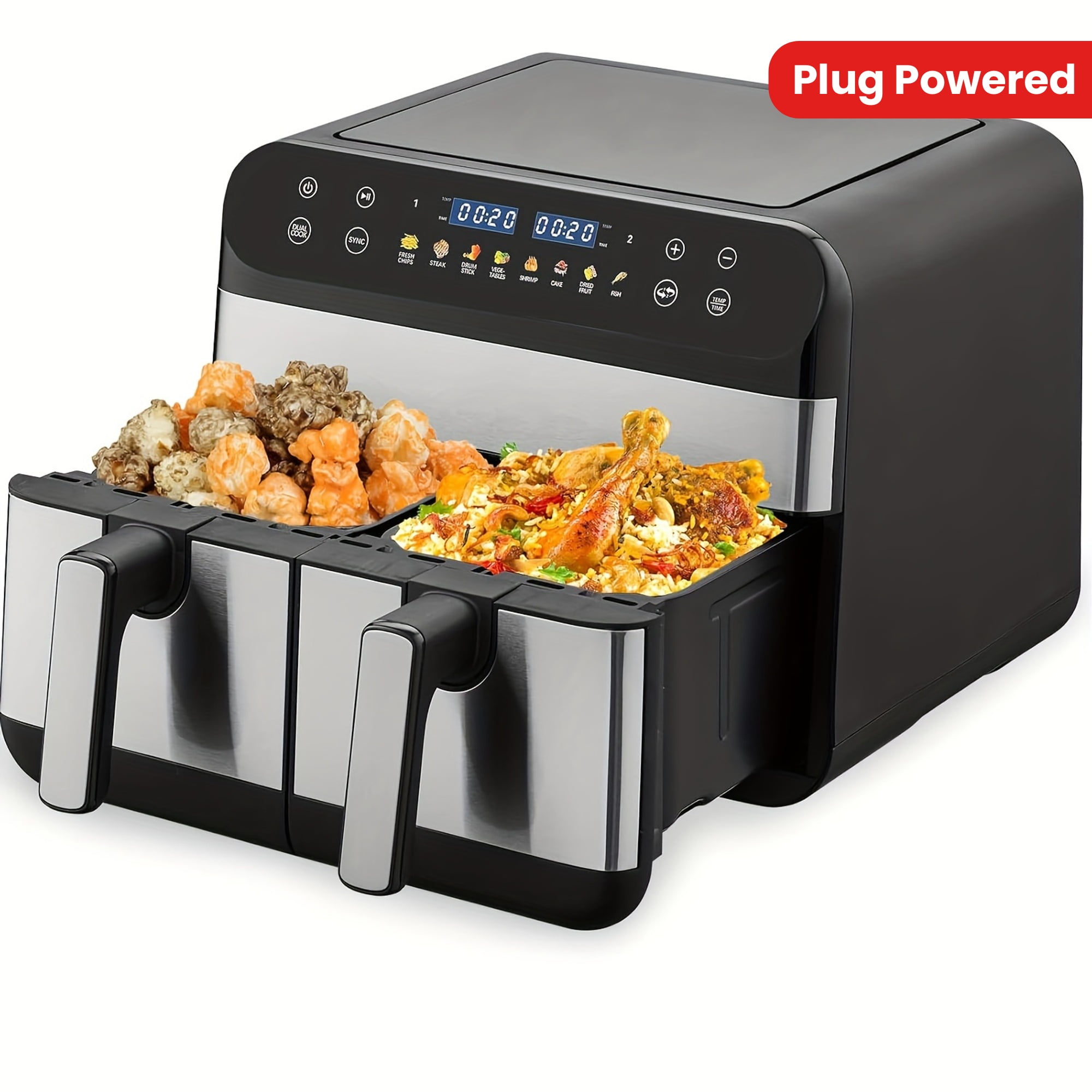 9L Digital Air Fryer Oven - 2 Independent 4.5L Baskets + 10 Presets ...
