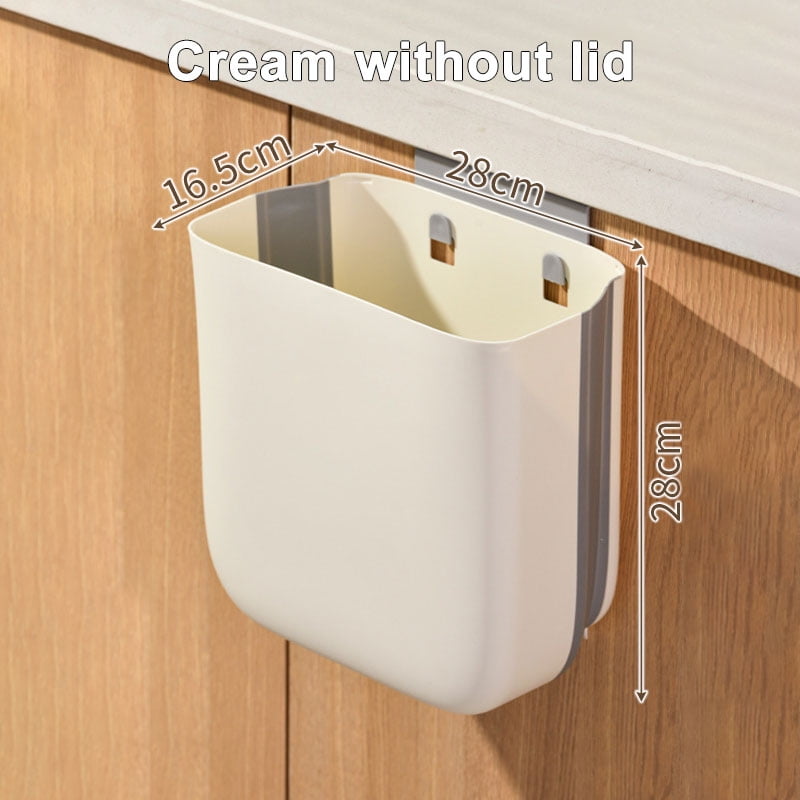9L Folding Kitchen Trash Can With Lid Hanging Trash Bin Wall Mounted ...