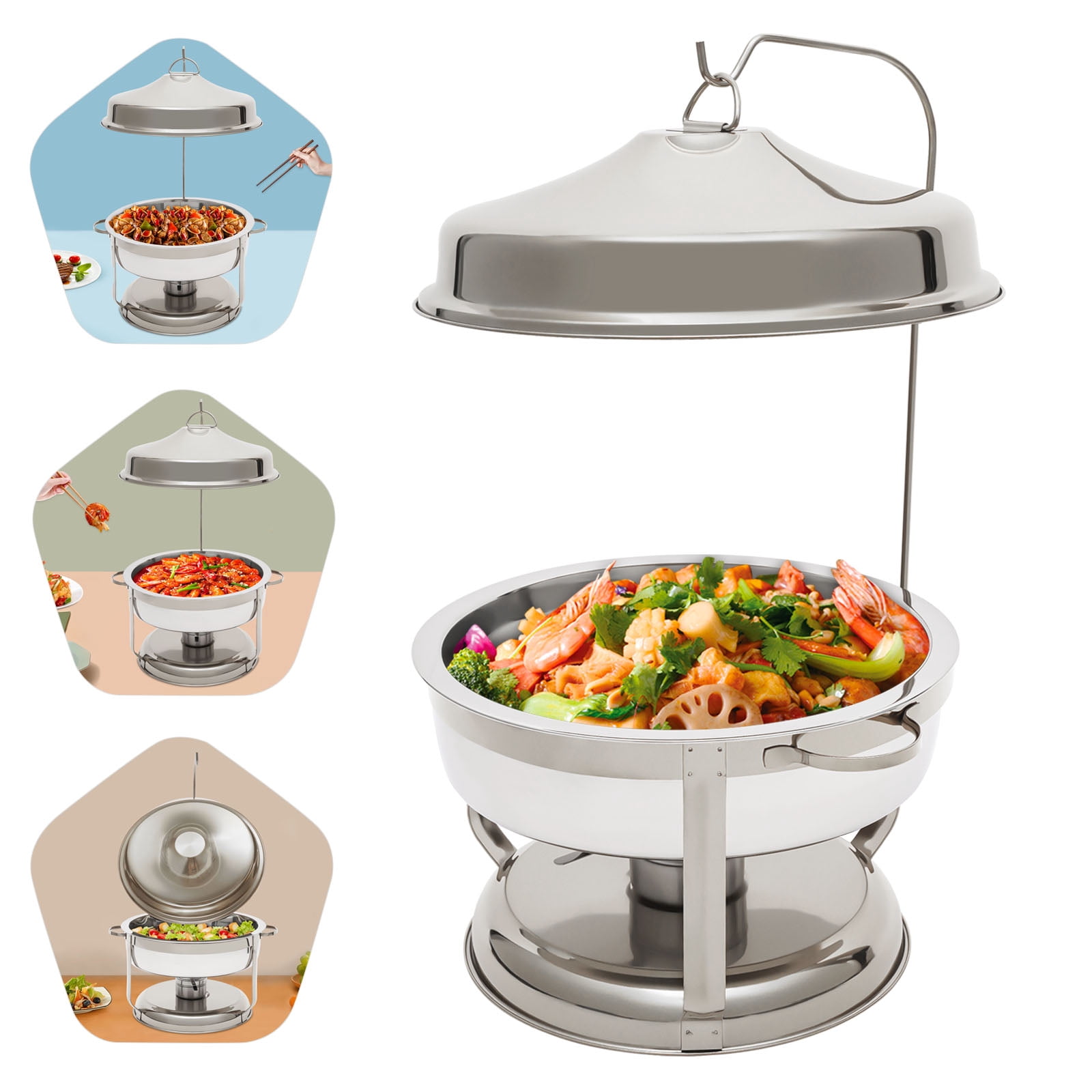 9L Round Stainless Steel Chafing Dish Buffet Set Silver/Gold Chafing ...