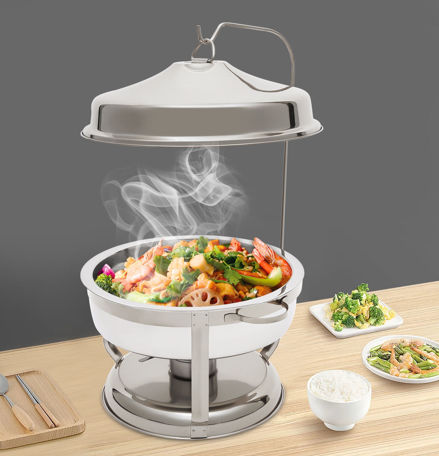 9L Stainless Steel Chafing Dish Buffet Set with Alcohol Fuel Holder – 9 ...