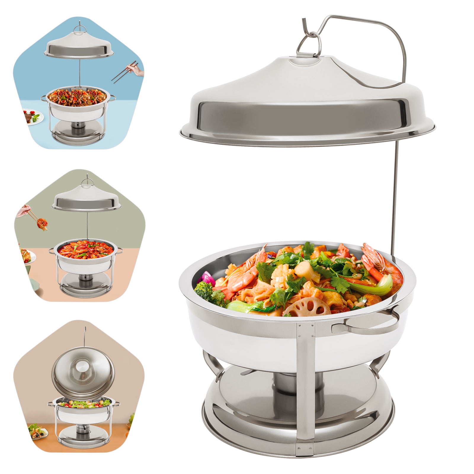 9L Stainless Steel Chafing Dish Buffet Set Round Chafing Dishes with ...