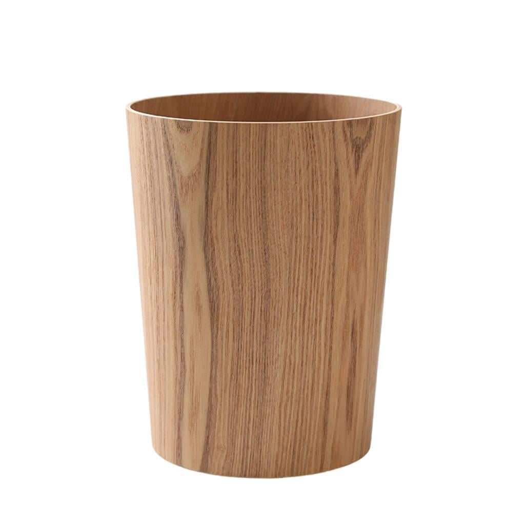 9L Wood Trash Can Simple without Cover Office Hotel Decorative flat ...