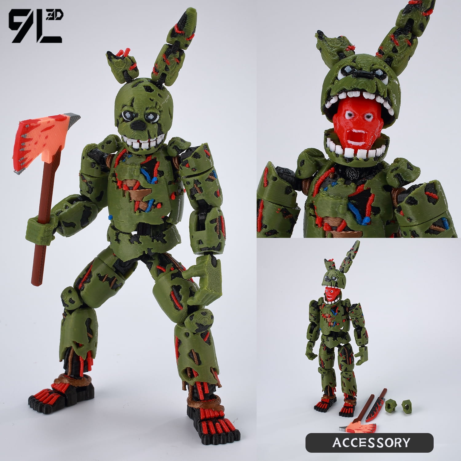 9L3D Printed FNAF Freddy Fazbear's Pizza Springtrap Toys Action Figures ...
