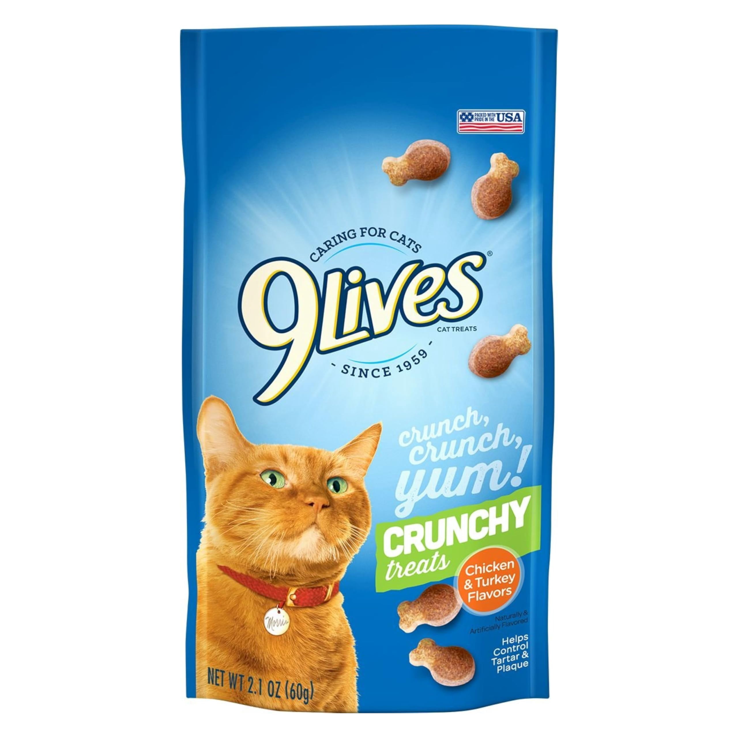 9Lives Crunchy Cat Treats, Chicken & Turkey Flavored, 2.1 oz. Bag, 12 ...