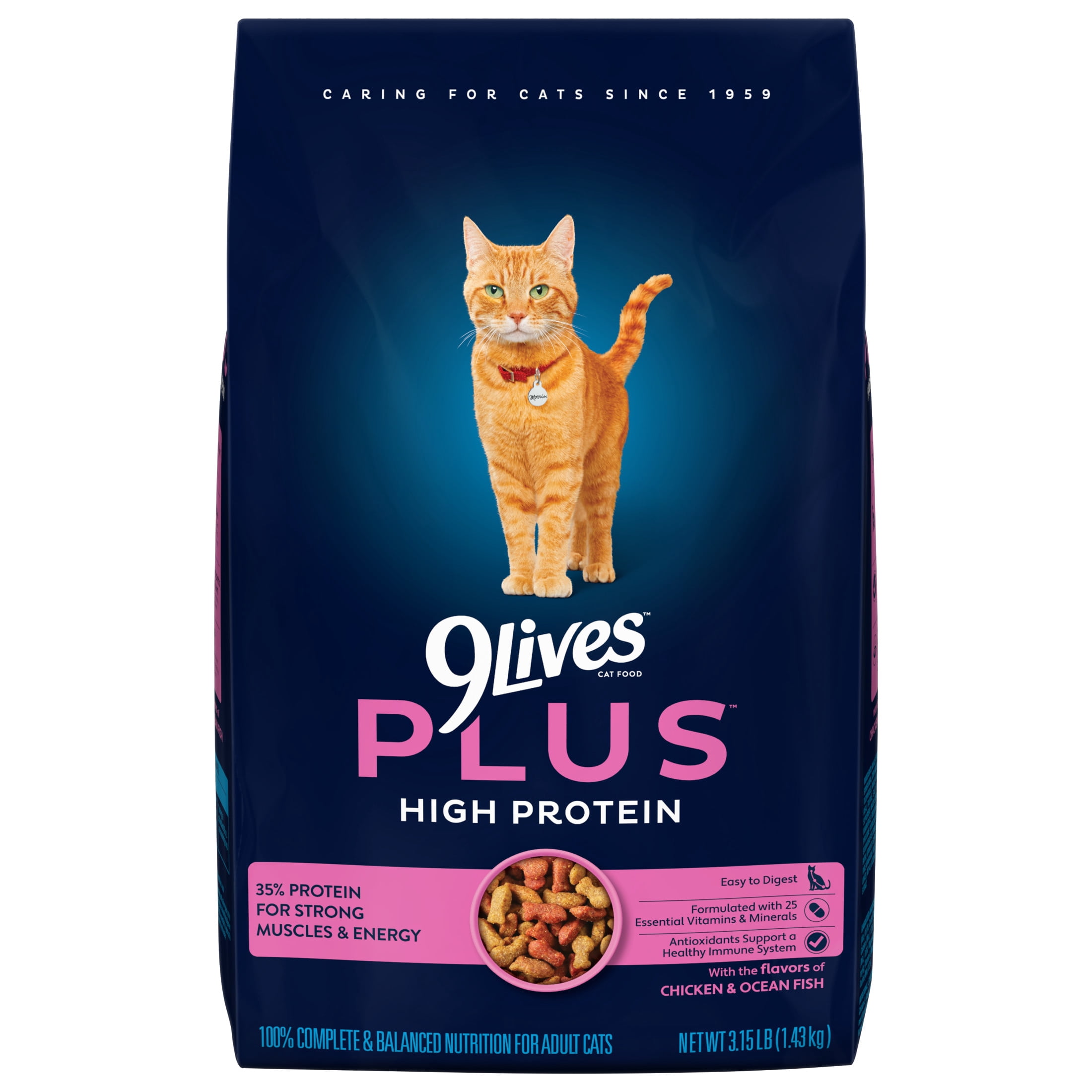 9Lives PLUS High Protein Dry Cat Food, 3.15 lb. Bag - Walmart.com
