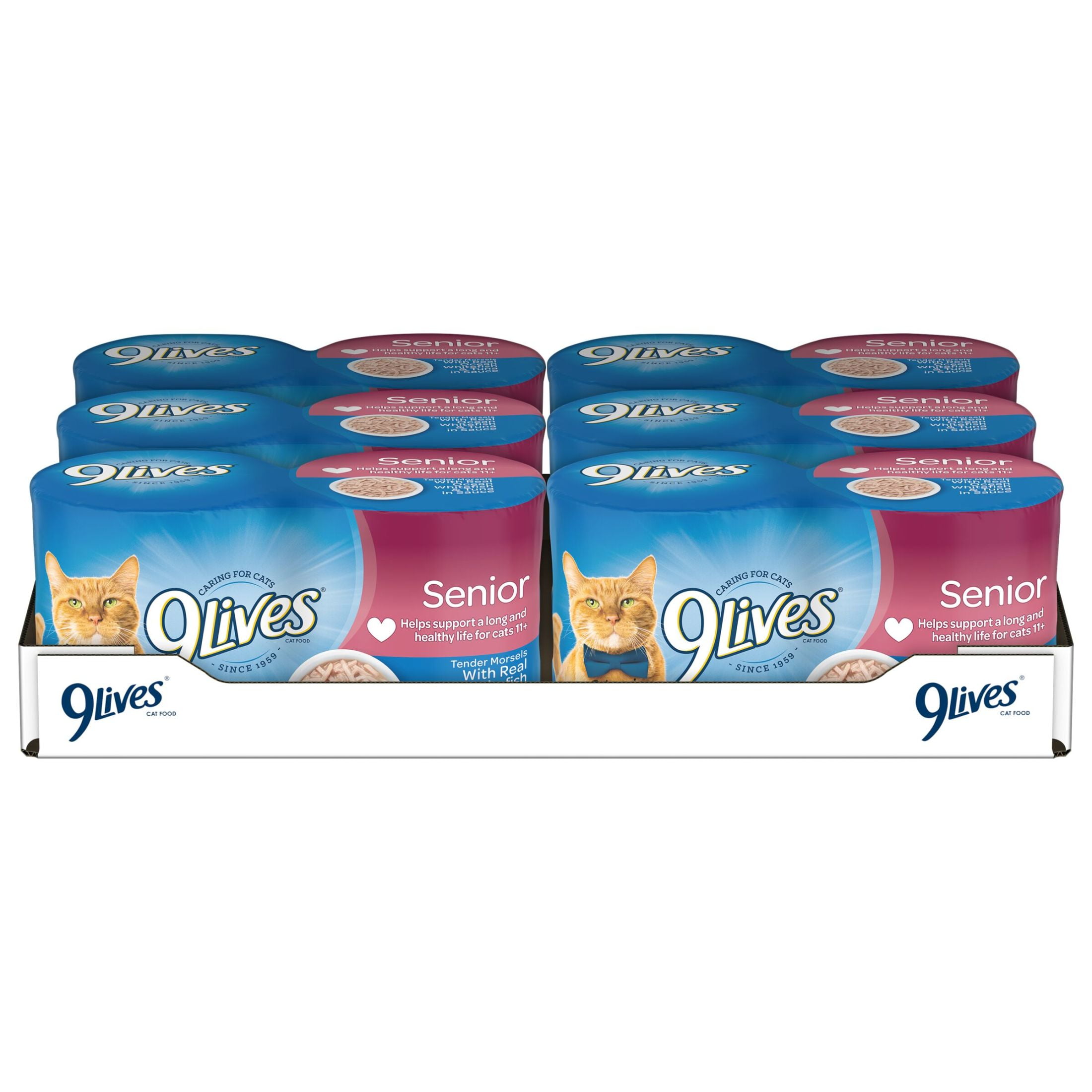 9Lives Senior Wet Cat Food, Tender Morsels Real Ocean Whitefish & Tuna ...