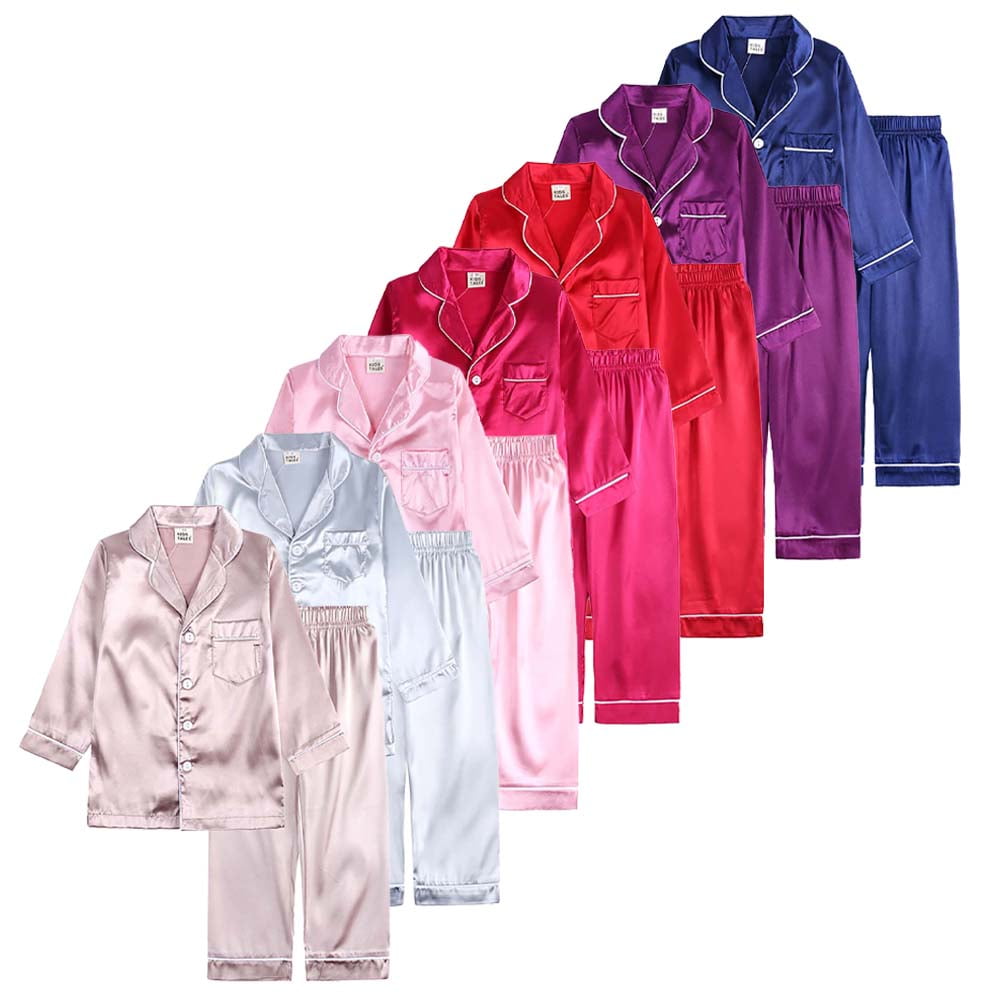 9M-13T Girls Boys Silk Satin Pajamas Set All Seasons Kids Toddler ...