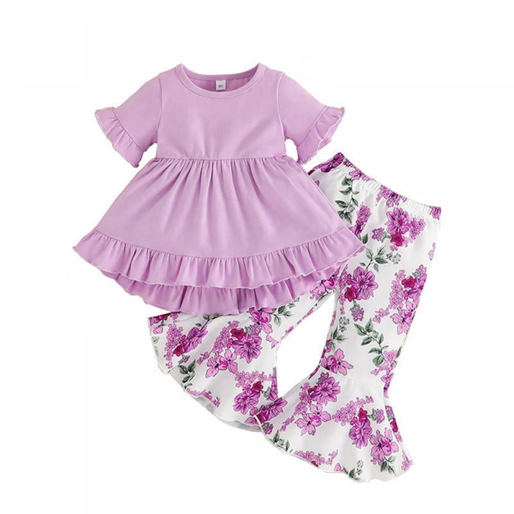 9M-4T Kids Summer Outfit Baby Girl Adorable Clothes Ruffle Sleeve Top ...