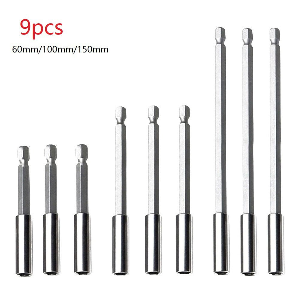 9PC 1/4 Hex Quick Release Magnetic Screwdriver Extension Bit Holder 60 ...