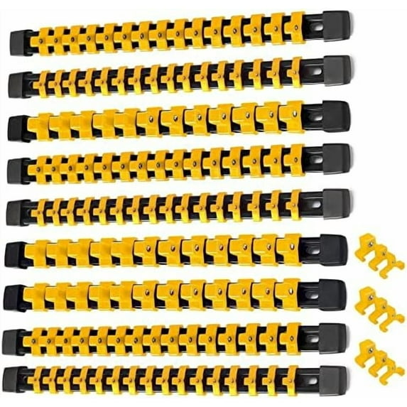 9PC ABS Socket Organizer, Socket Rails Fit 1/2 inch, 3/8 inch and 1/4 ...