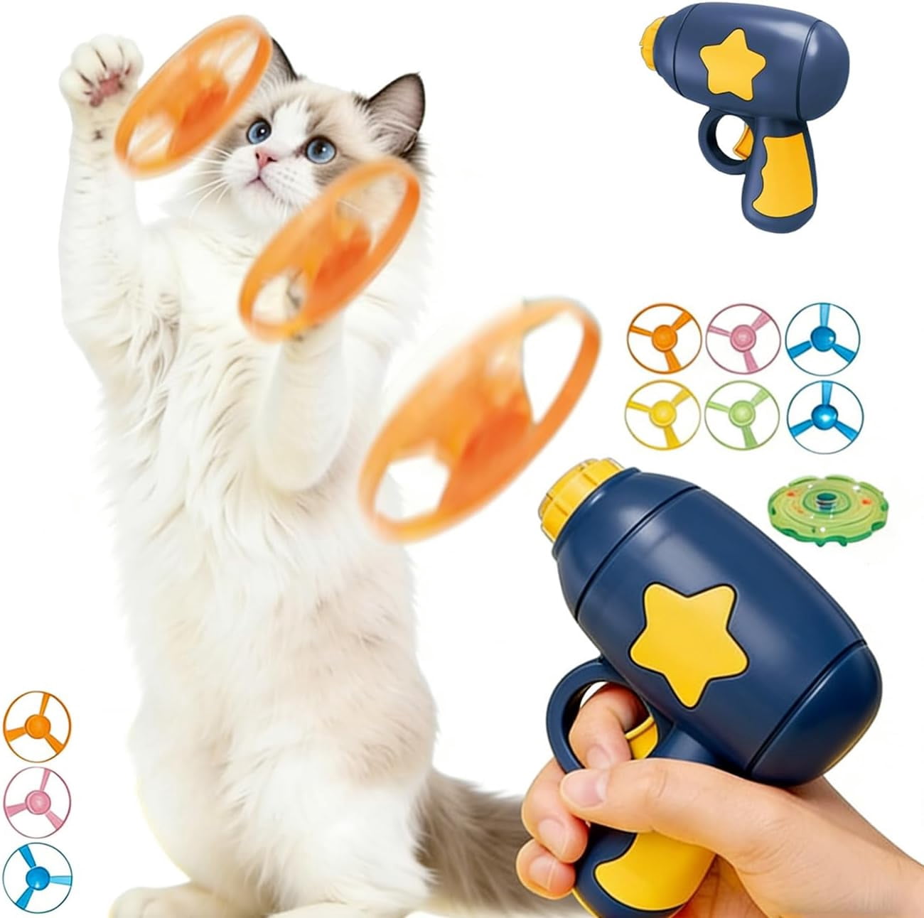 9PC Bamboo Dragonfly Catapult Launcher, Interactive Cat Toy & Outdoor ...
