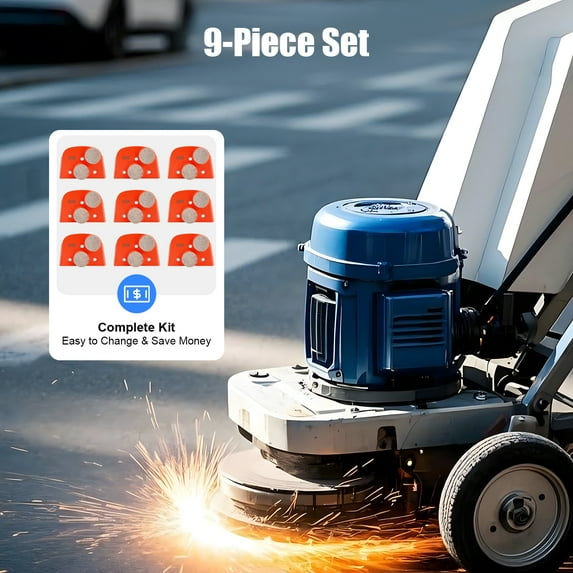 9PC For Grinder Grit 30/40# Trapezoid Diamond Concrete Grinding Disc ...