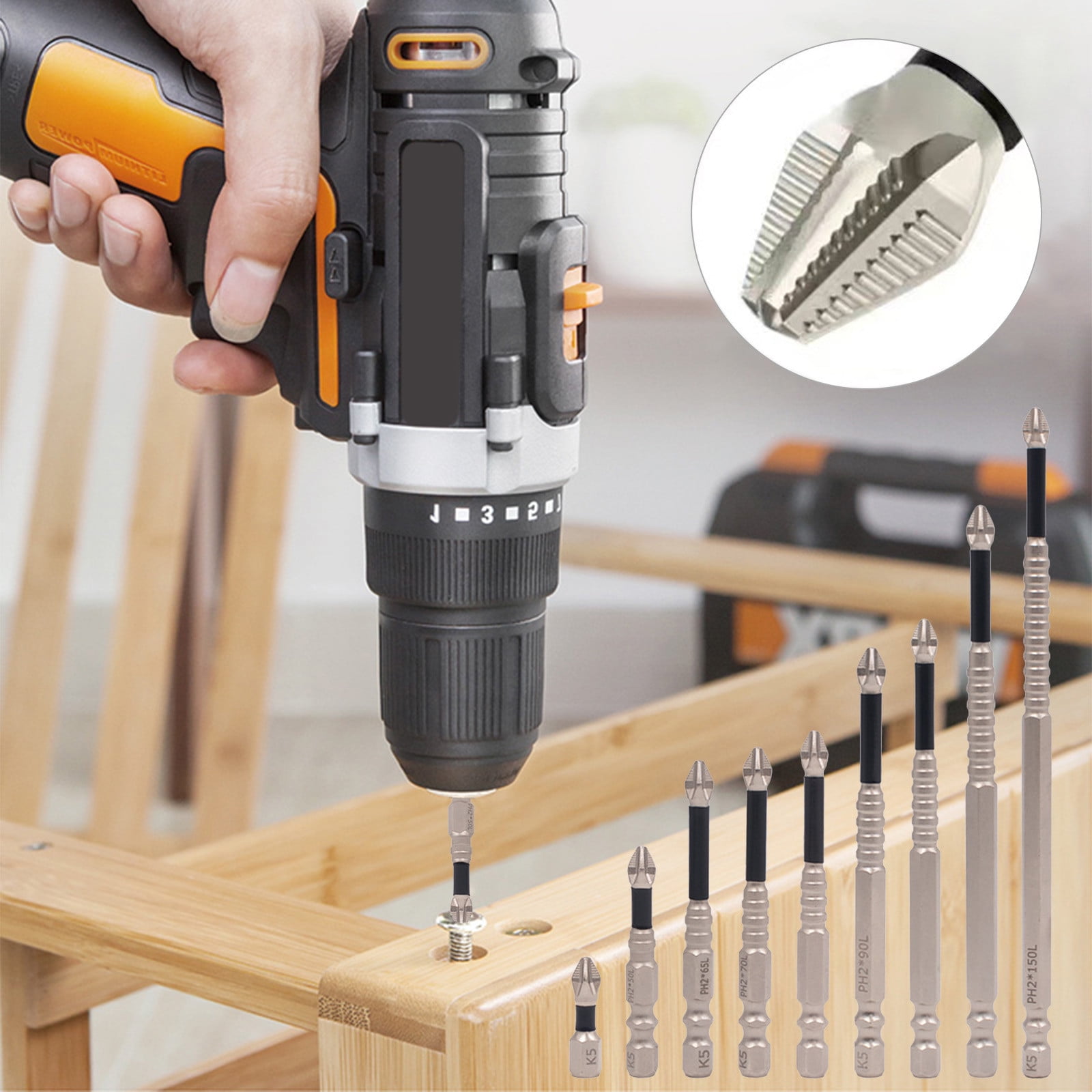 9PC K5 Non-slip Batch Head With Threaded Drill Head Super Hard ...