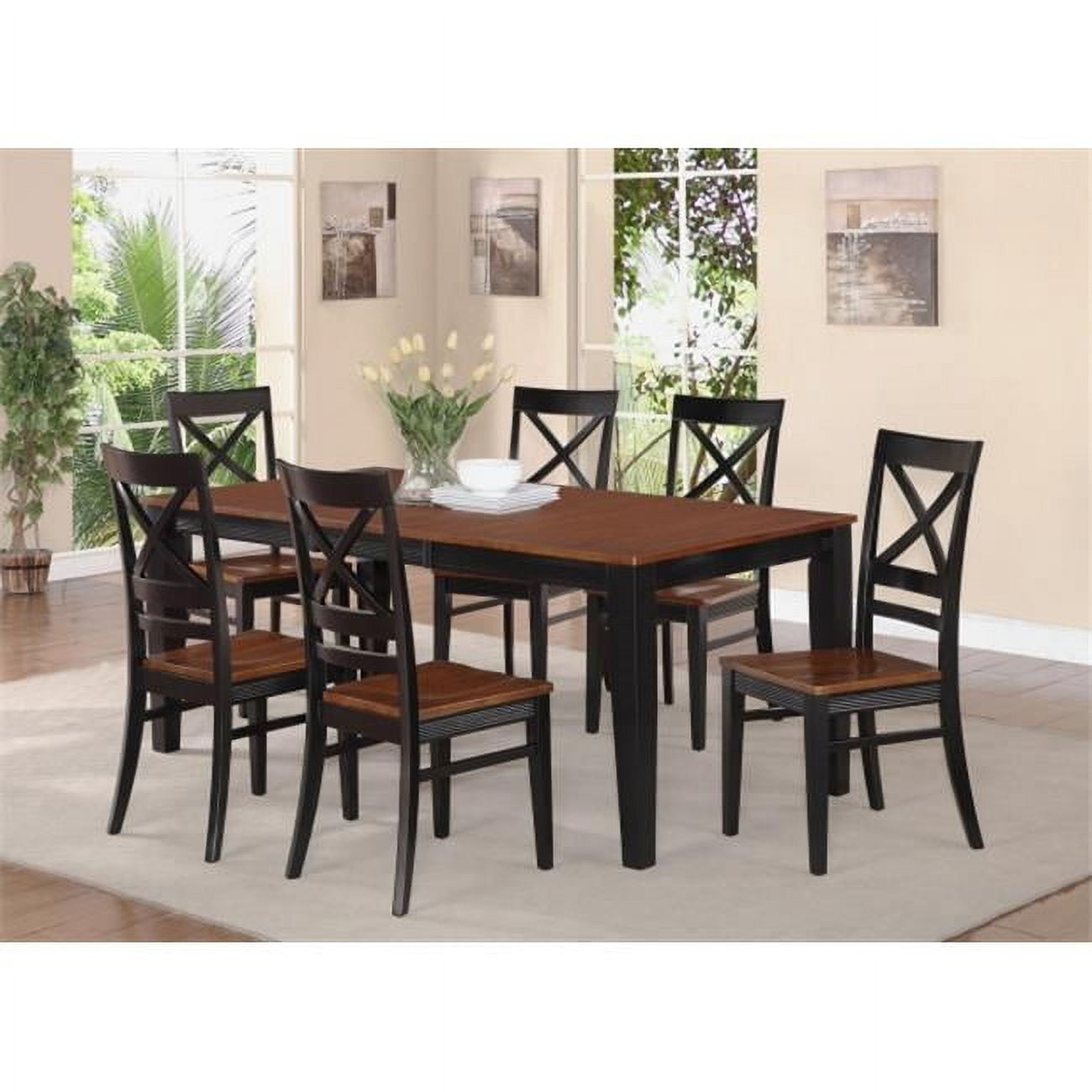 9PC Quincy Rectangular Dining Set -Table 40 in. x78 in. in Black ...