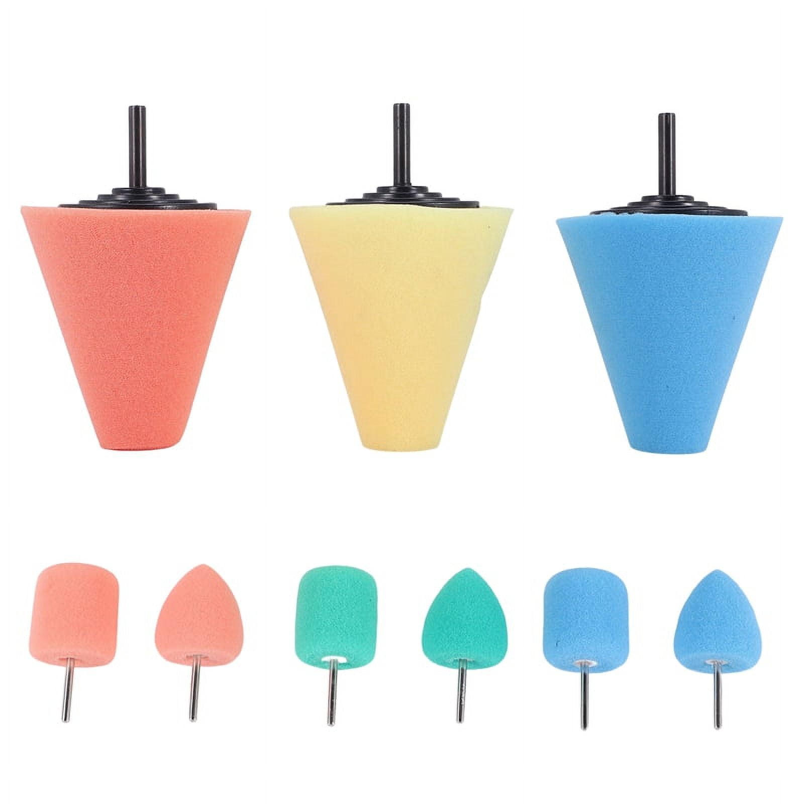 9PCS 1/4inch Shank Sponge Buffing &Polishing Cone for Automotive Car ...
