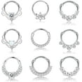 9PCS 16G Septum Rings Opal Daith Earrings Hoop Nose Rings 316L ...