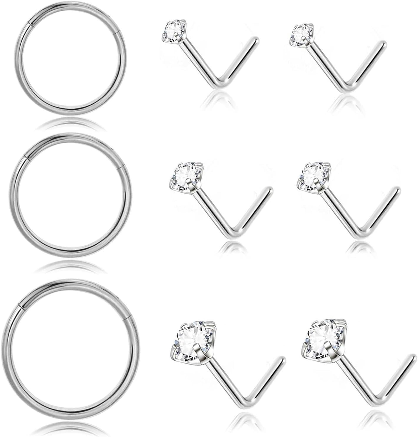 Briana Williams 9PCS Nose Rings, 18G 20G Hypoallergenic Surgical Steel ...