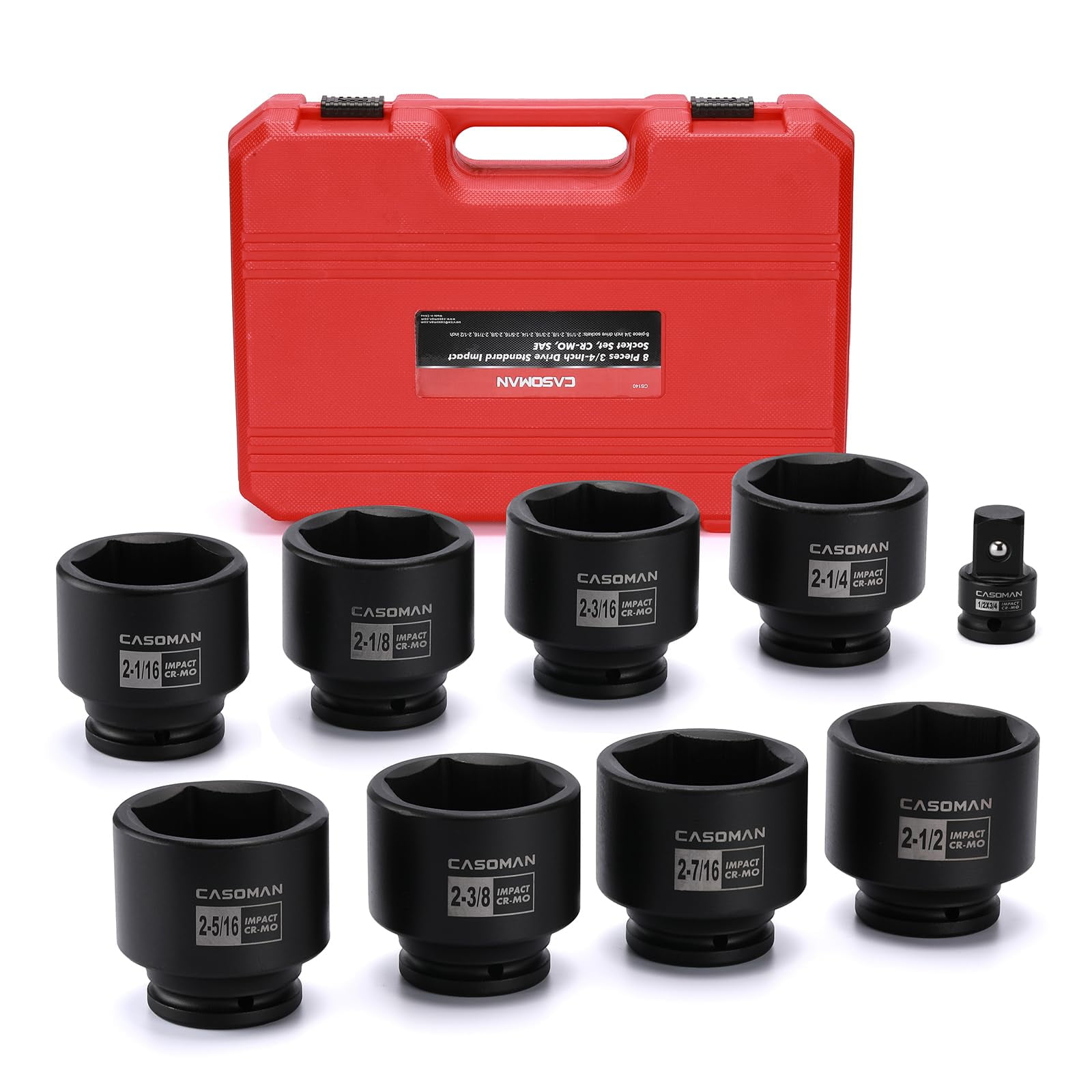 9PCS 3/4" Drive Spindle Axle Nut Impact Socket Set, Include 1/2" to 3/4 ...