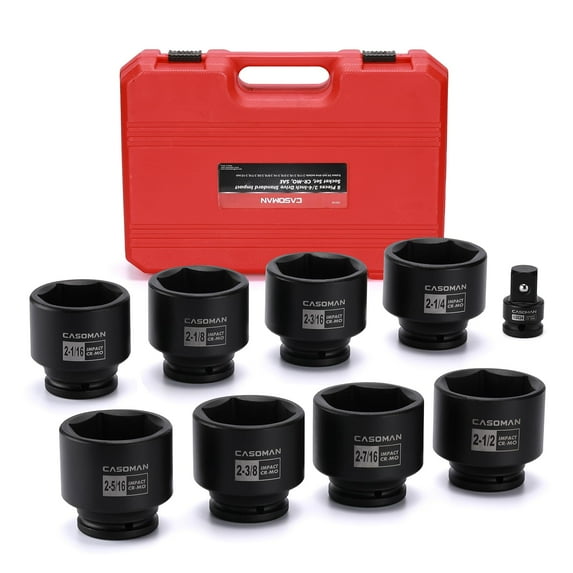 9PCS 3/4" Drive Spindle Axle Nut Impact Socket Set, Include 1/2" to 3/4 ...