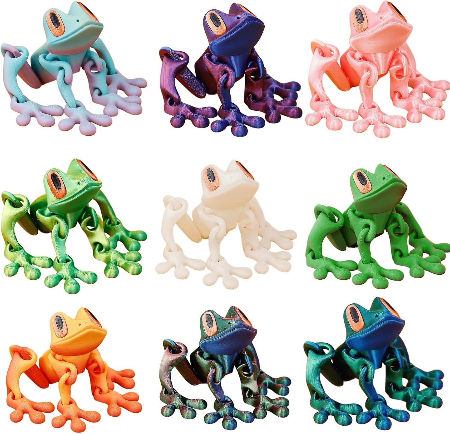 9PCS 3D Printed Magnetic Frog Fridge Magnets, Realistic Articulated ...