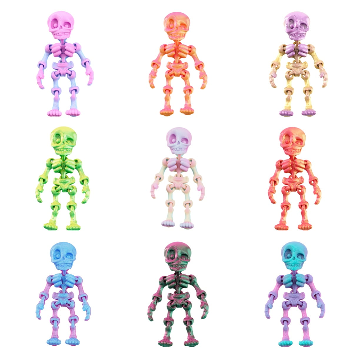 9PCS 3D Printed Skeleton Figurines, 4.7 Inch Halloween Skeleton ...