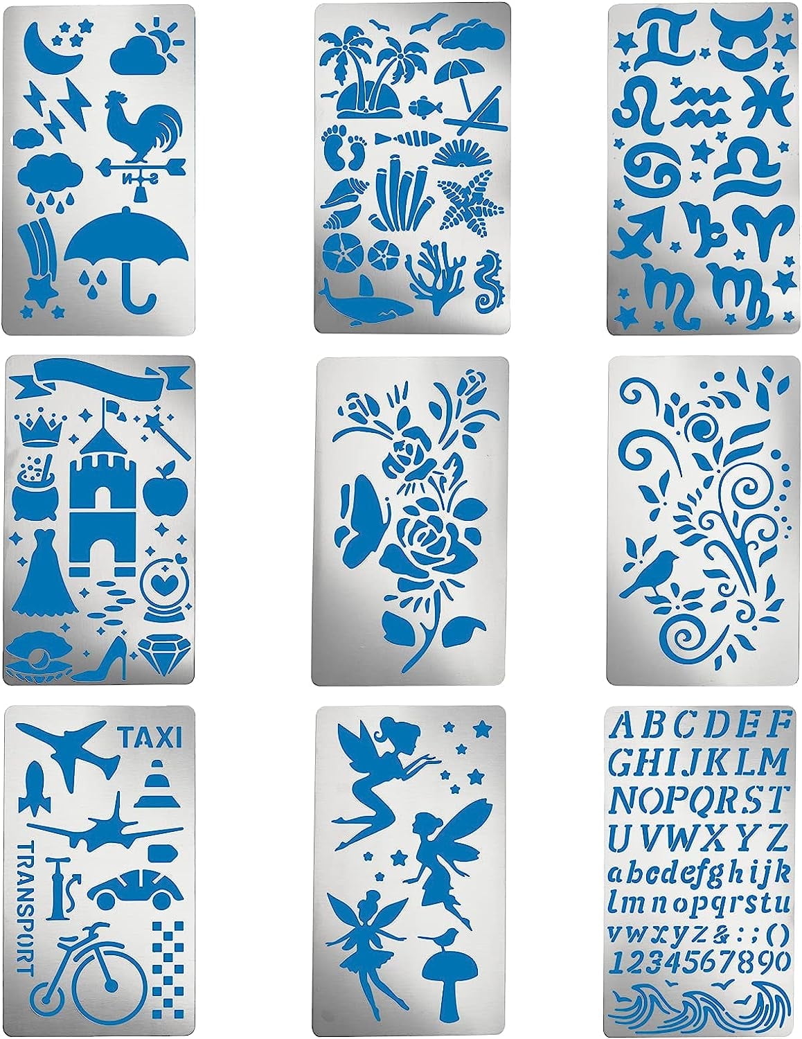 9PCS 4x7 Inch Mixed Patterns Metal Stencils Flower Fairy Stencil ...