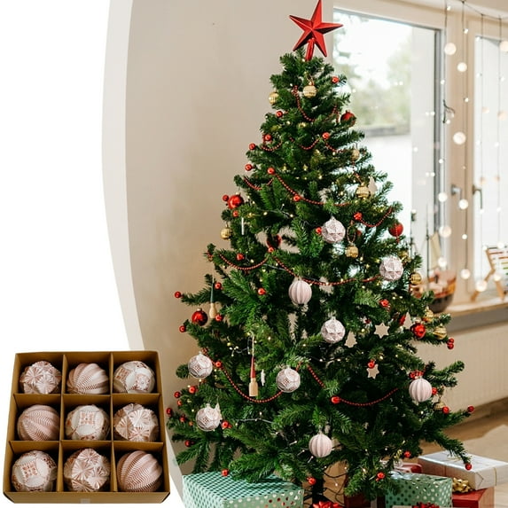 9PCS 8cm Antique Christmas Ball Set, PVC Multi-Color Multi-Effect ...