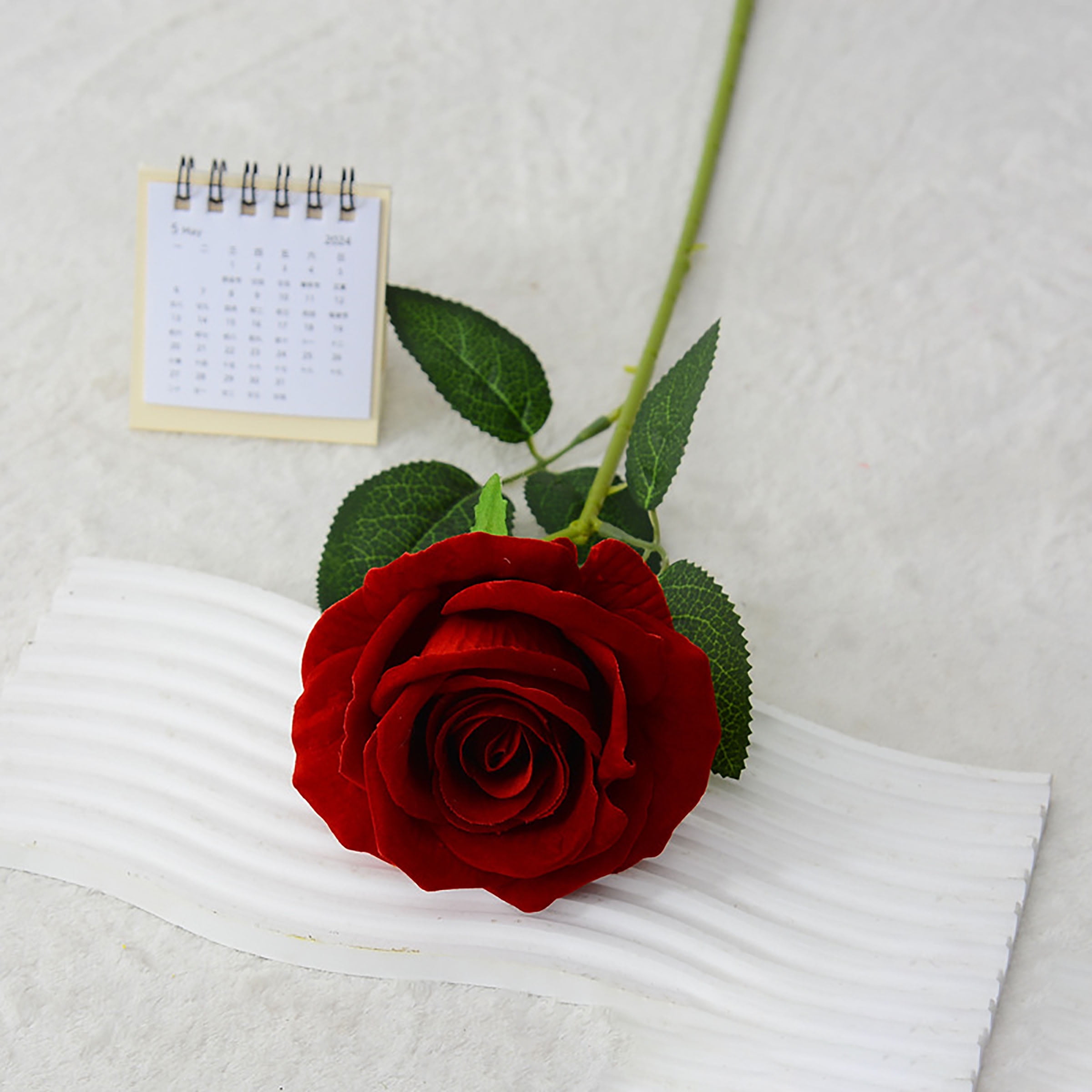 9PCS Artificial Lint Flowers Realistic Roses Bouquet Long Stem for Home ...