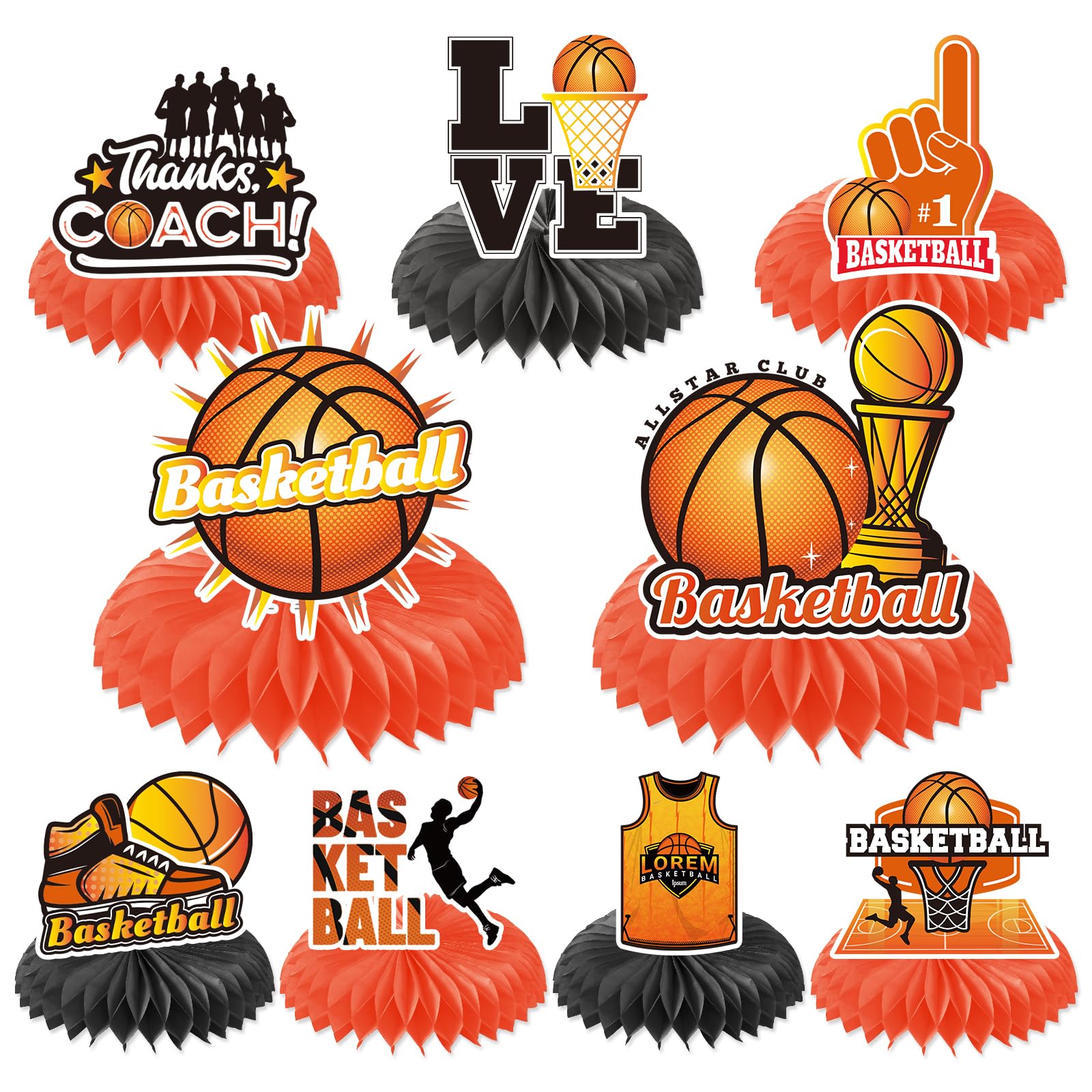 9PCS Basketball Birthday Party Decorations - Basketball Centerpieces ...