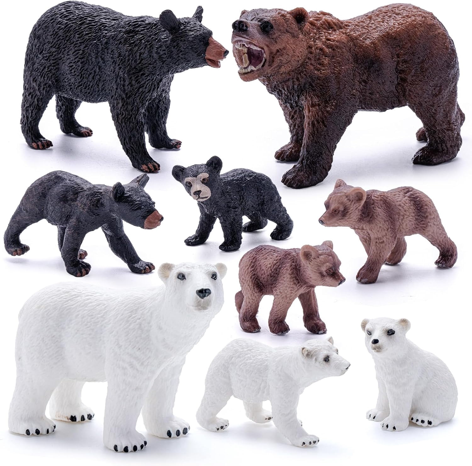 9PCS Bears Figurines Toys, Realistic Forest Animals Family Figures Toy ...