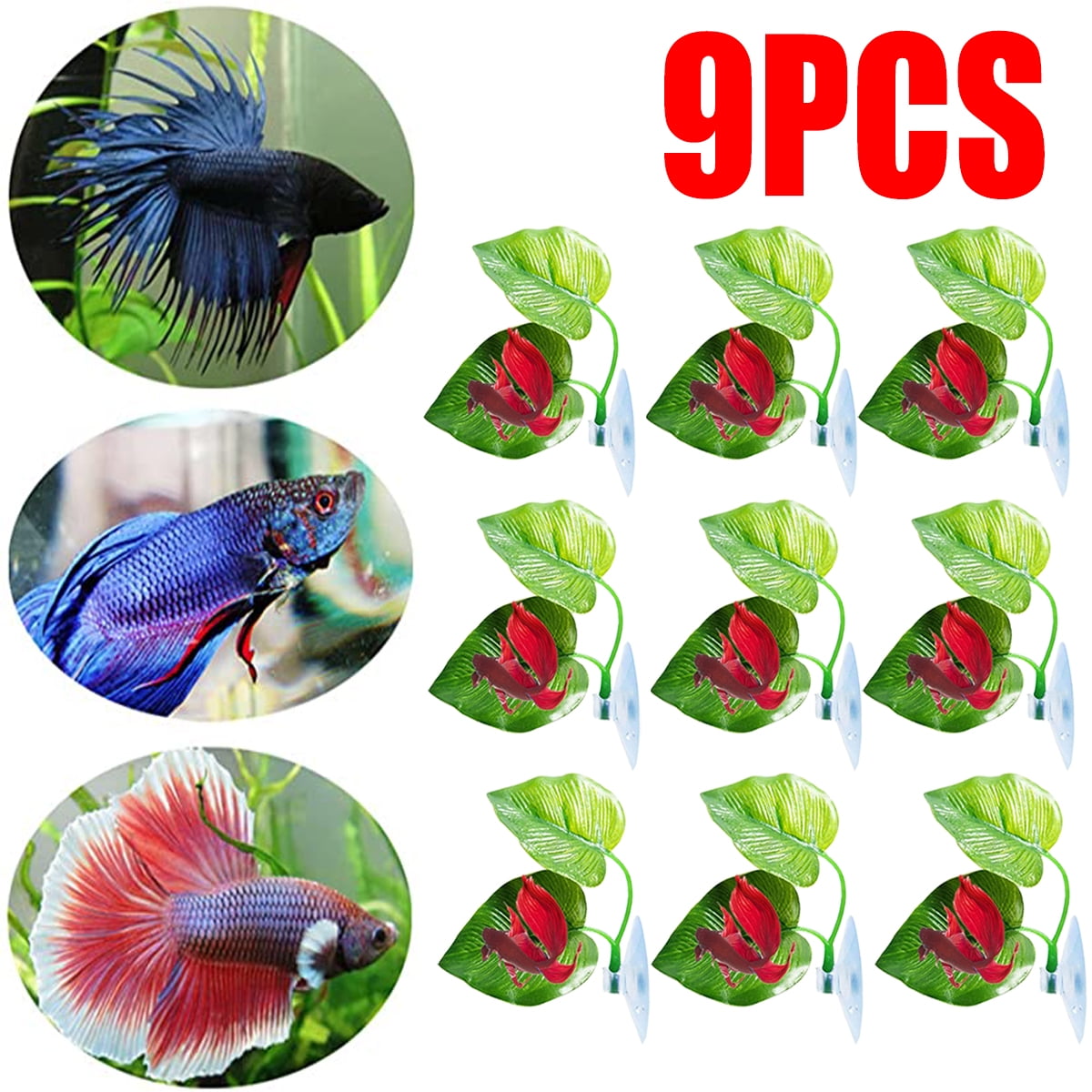 9PCS Betta Leaf Hammock Fish Rest Leaf Fish Tank Decorations Plant ...