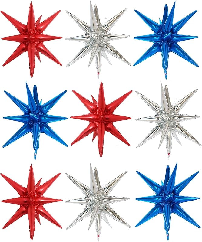 9PCS Blue Red White Explosion Balloons for Independence Day - 22" 4th ...