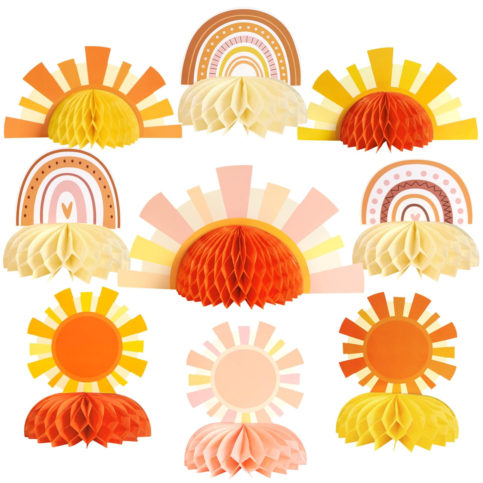 9PCS Boho Sun Honeycomb IFF17 Centerpieces Boho Rainbow Party ...