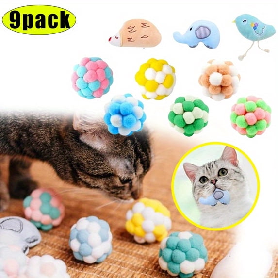 9PCS Cat Toys Set – Plush Balls & Catnip Toys for Indoor Cats and ...