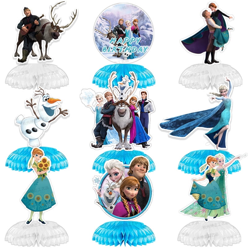 9PCS Centerpieces Decorations, Elsa Princess Honeycomb Centerpieces for ...