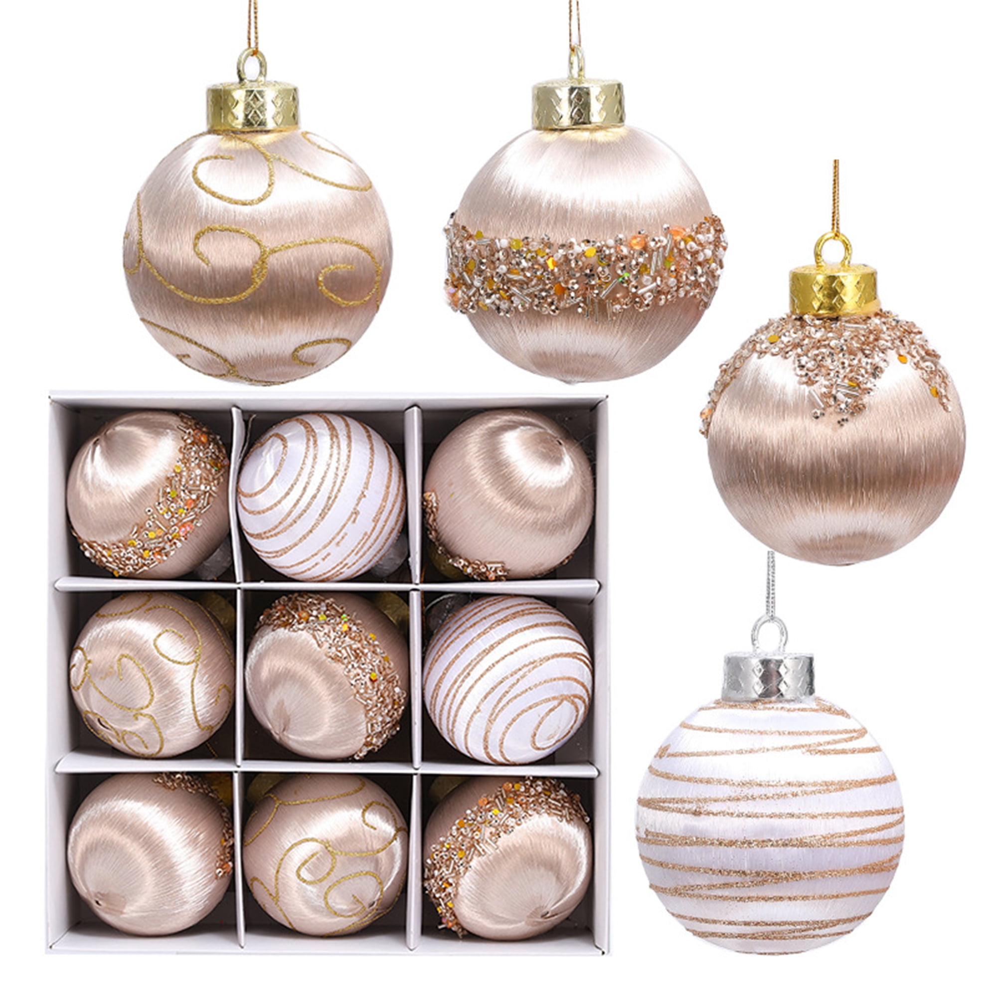 9PCS Christmas Balls Ornaments for Xmas Christmas Tree Ornaments Balls ...