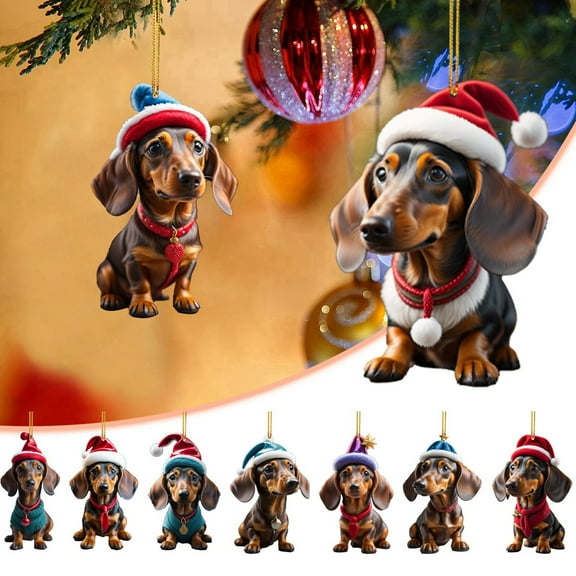 Christmas Ornaments Dachshund Cute Dog Christmas Tree Hanging Pendant ...