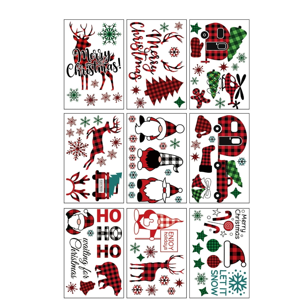 9PCS Christmas Dwarf Shape Electrostatic Glass Stickers Christmas ...