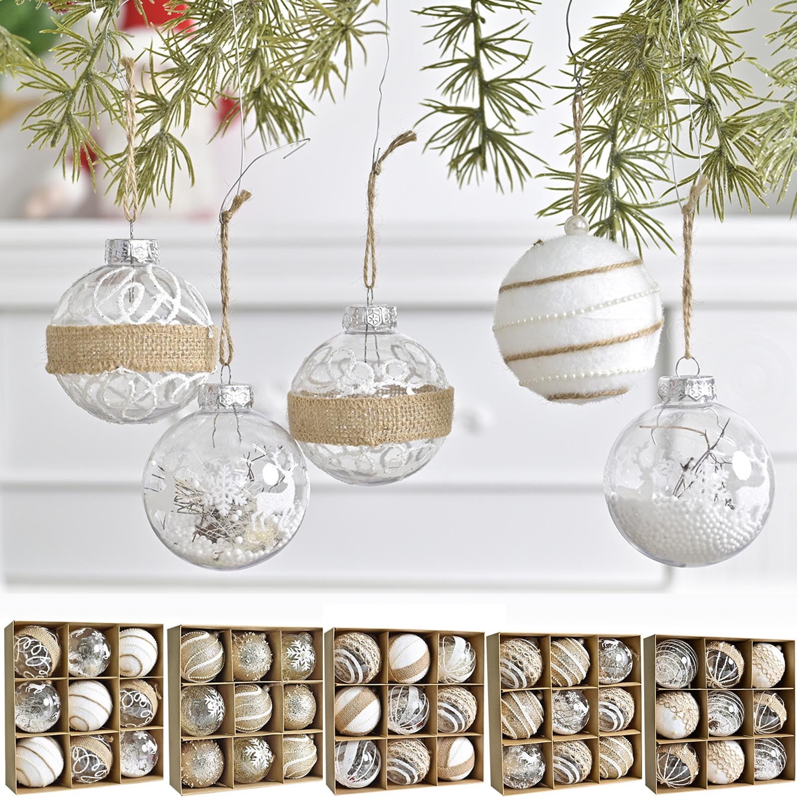 9PCS Christmas Tree Ball Ornaments - Reusable Shatterproof Plastic Tree ...