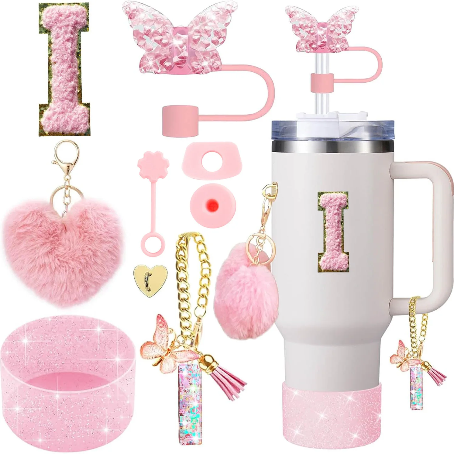 9PCS Cup Accessory Set for Stanley 30oz 40oz Butterfly Straw Cover Cap ...